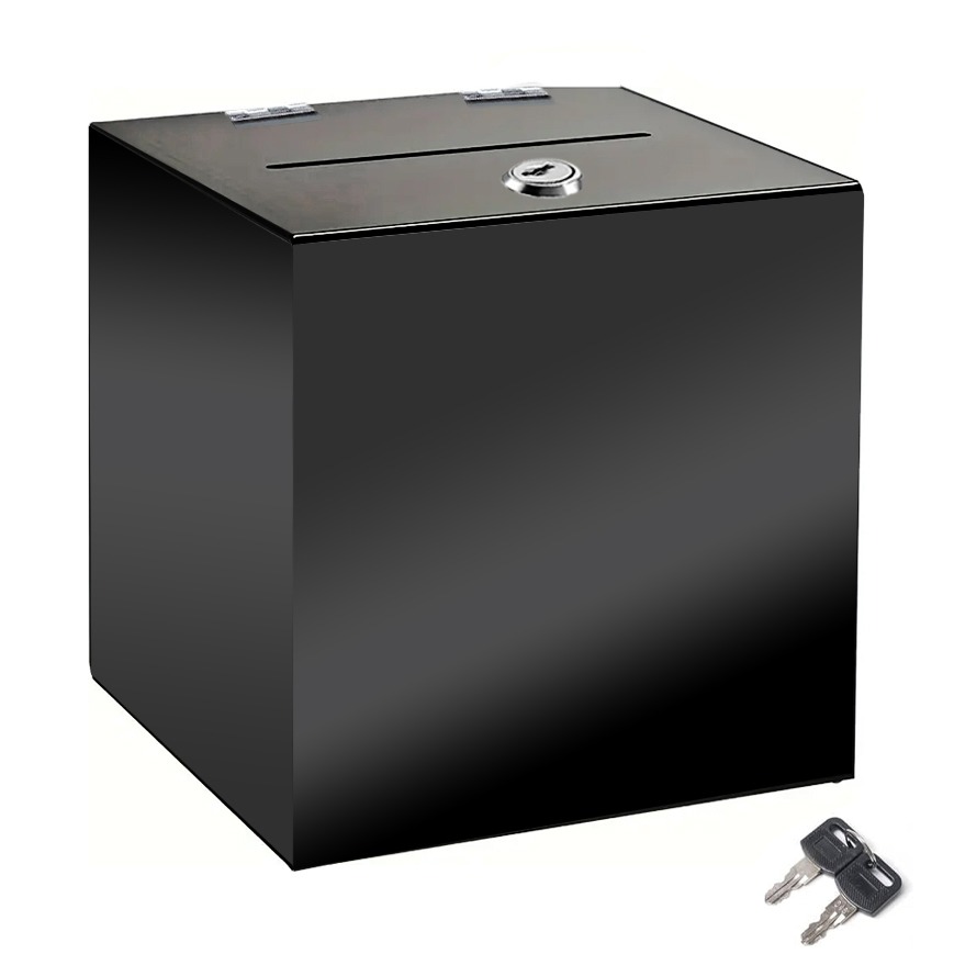 Black Acrylic Raffle Box 50 x 50 cm | Extra Large Lockable Ballot ...